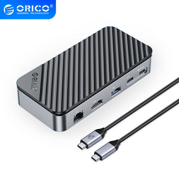 ORICO Docking Station with M.2 SSD Enclosure USB C 10Gbps PD 100W RJ45 SD/TF 4K 10 in 1 Dock ...