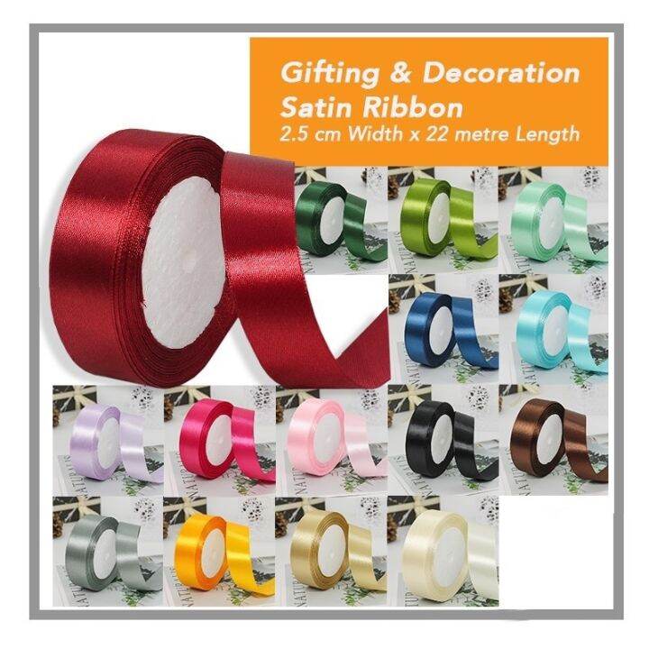 2.5cmx22m Satin Ribbon Flower Decoration DIY Crafts Wrapping Gift ...