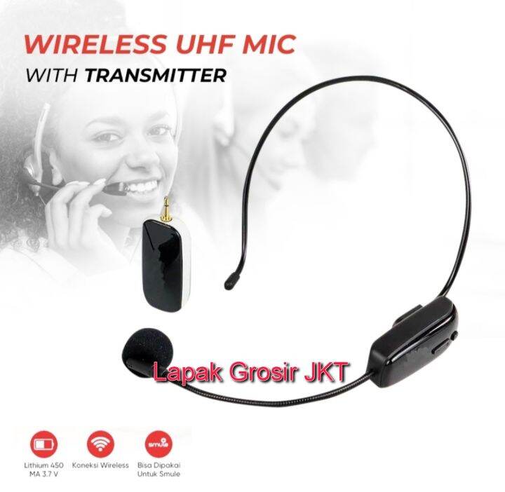 MIC WIRELESS HEADSET BANDO KUPING IMAM MASJID PRESENTASI SINGLE MIC ...