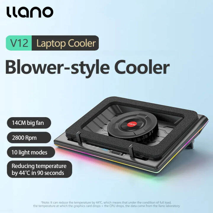 llano V12 Powerful Turbo-Fan RGB Laptop Cooler Blower-style Cooling Pad ...