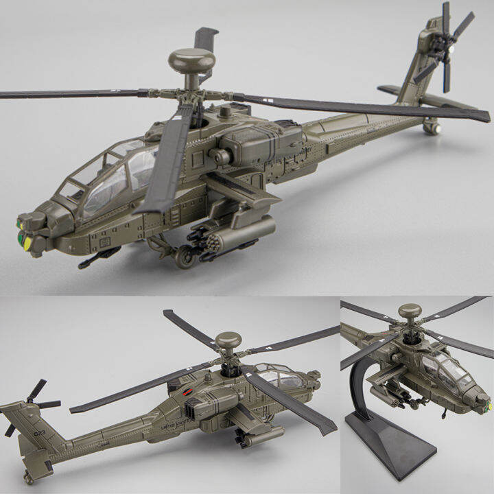 LEO Scale 1/64 Apache gunship AH-64D Helicopter Gunships Alloy Diecast ...