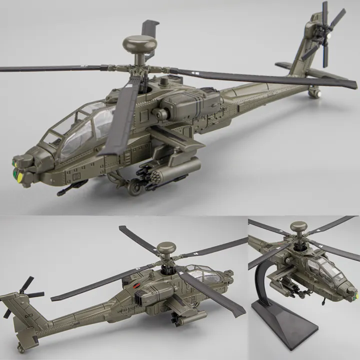 LEO Scale 1/64 Apache gunship AH-64D Helicopter Gunships Alloy Diecast ...