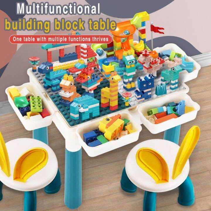 Building Blocks Table Table with Chair and Storage Best Gift for Kids Blocks Playset Mom's ...