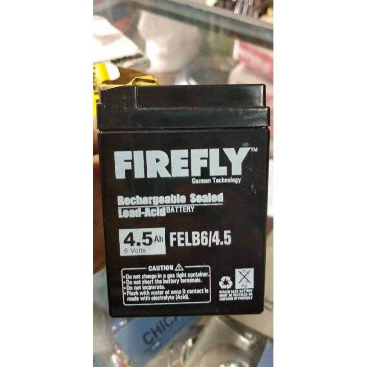 FIREFLY Rechargeable Sealed Lead Acid Battery 4.5Ah/6v FELB6/4.5 ...
