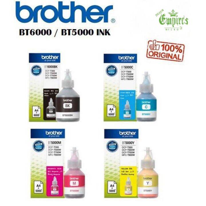 Brother BT6000/BT5000 Combo set Original Ink Bottle Bk,C,M,Y For | T300 ...