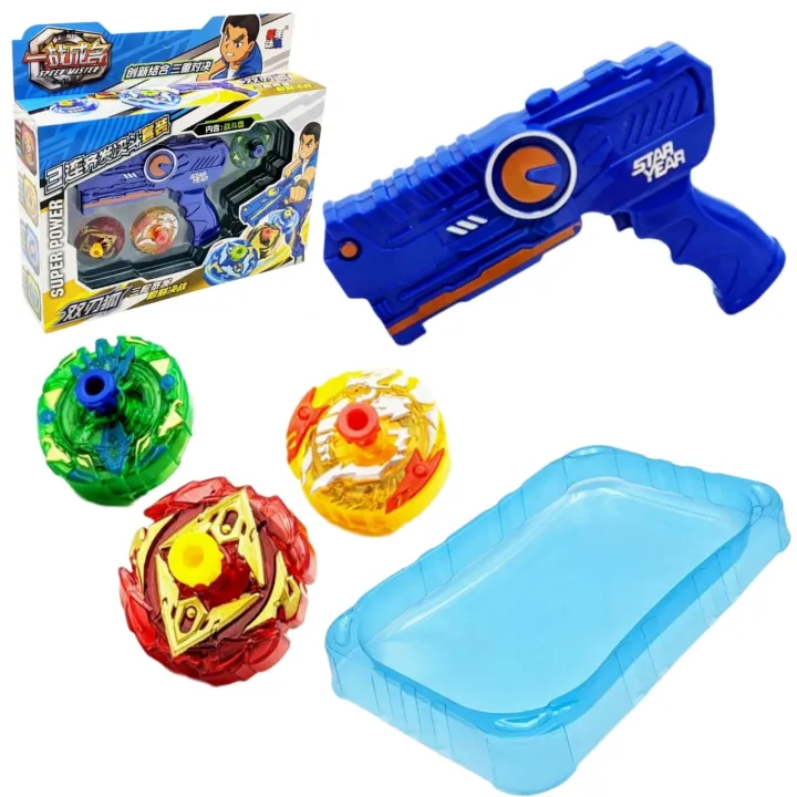 New gyro toy children's gun-type pull bar launcher three bursts of ...