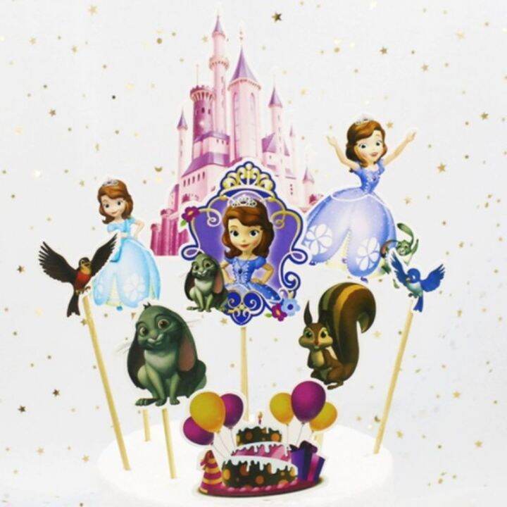 1set topper hiasan kue tart cake ulang tahun castle princess Sofia ...