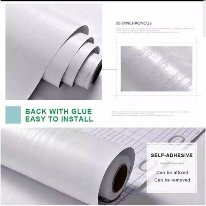 Wallpaper Sticker Dinding Putih Polos Bertekstur Serat Kayu Halus Mewah ...