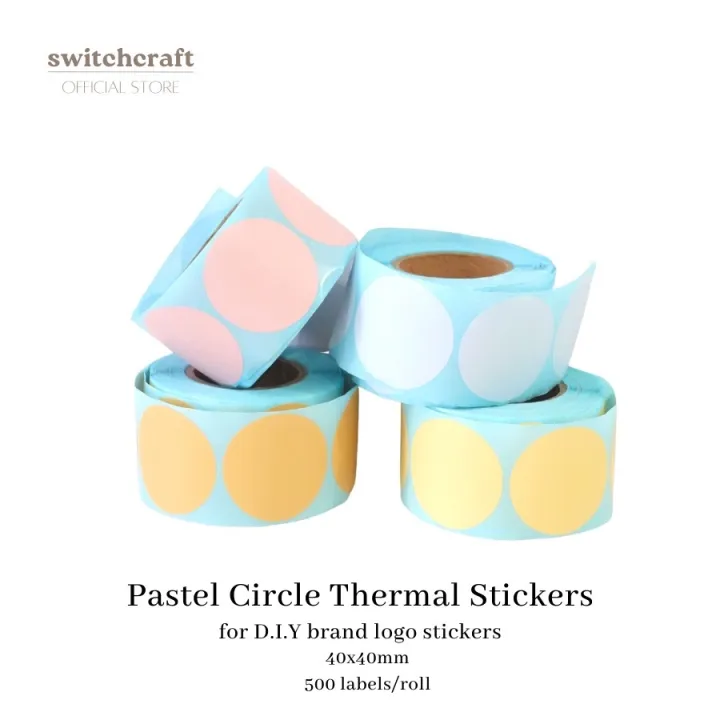 *NEW* Pastel Collection Circle Thermal Label Stickers 40x40mm 500 ...