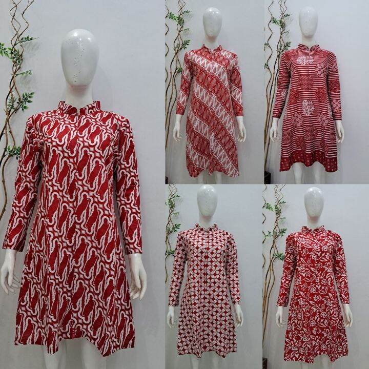 tunik batik merah putih by clothinid s m l xl xxl 3xl | Lazada Indonesia