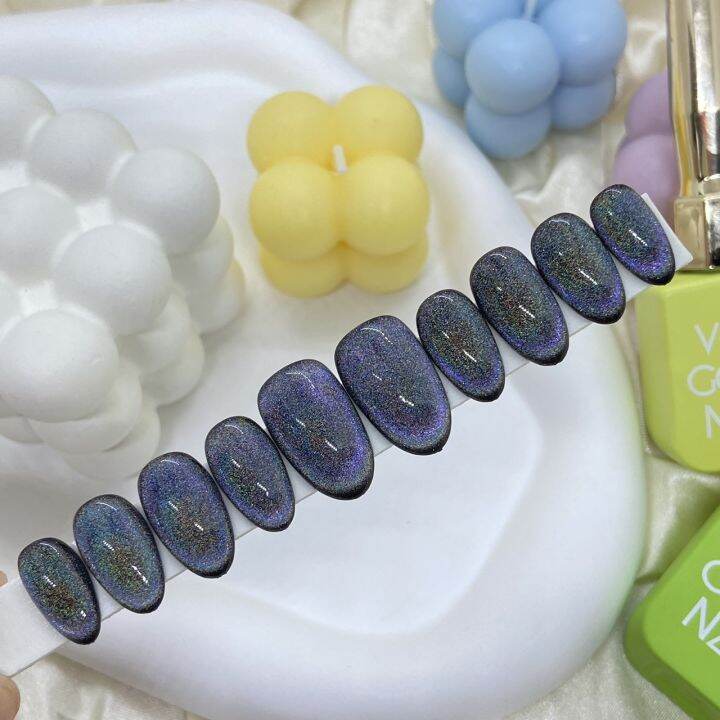 L019 เล็บปลอมสำเร็จรูปพร้อมติด พื้นดำโฮโลแกรม ฟรีอุปกรณ์สำหรับติด | Lazada.co.th