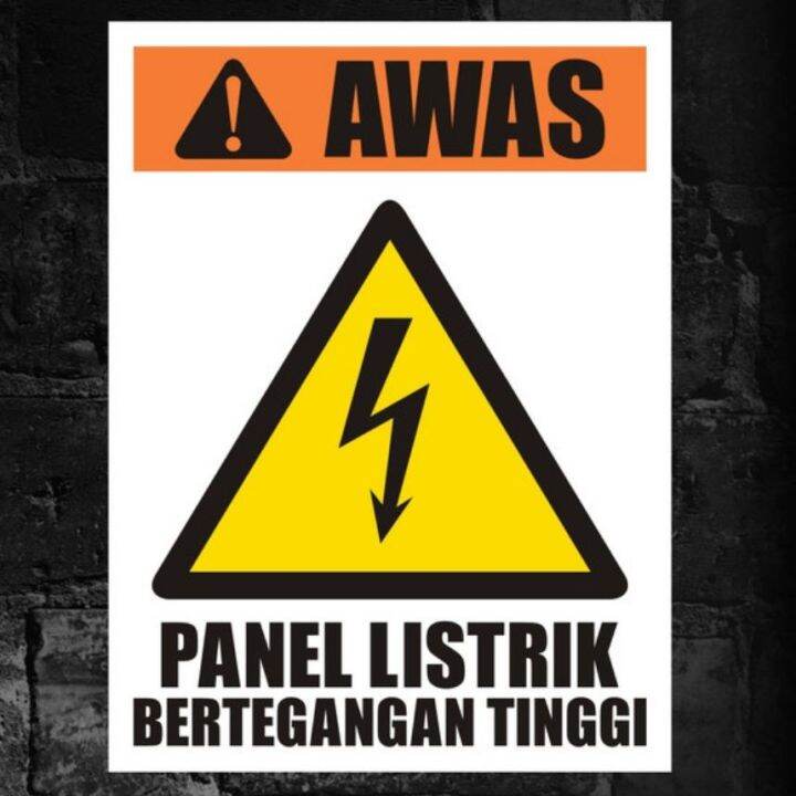 Stiker Vinil 23x30cm. AWAS PANEL LISTRIK BERTEGANGAN TINGGI. SIGN RAMBU ...