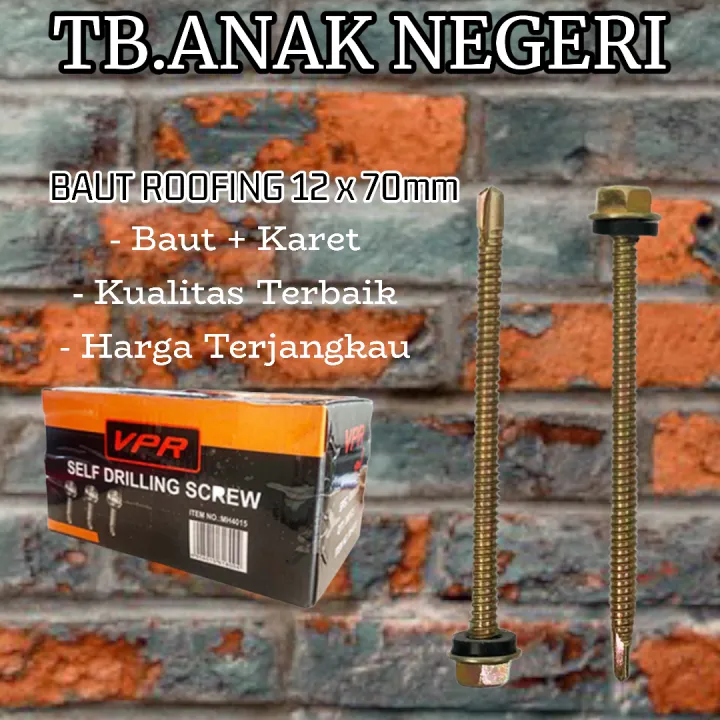 Baut roofing 12 x 70 baut rofing 7cm 10 pcs atap baja ringan alderon ...