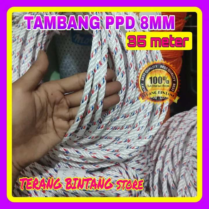 TALI TAMBANG 8MM 35METER/TALI TAMBANG PLASTIK/TALI TAMBANG ECERAN DAN GROSIR/TALI TAMBANG PPD ...