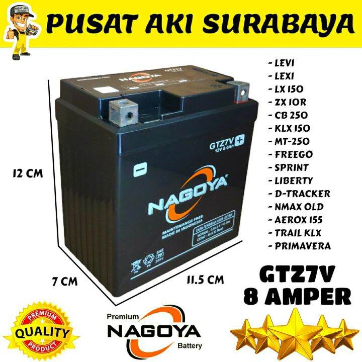 NAGOYA GTZ7V ACCU KERING MOTOR AKI MF NMAX N MAX AEROX CBR 250 PIAGGIO ...