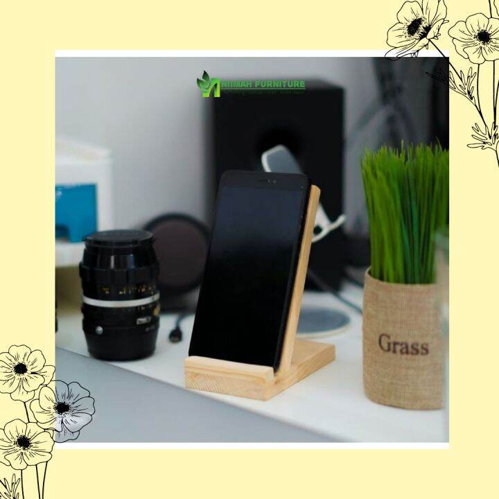 Stand Hp /Stand holder Handphone kayu / Tempat dudukan hp aesthetic ...