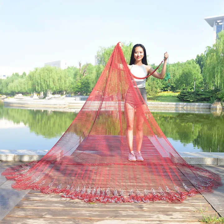 Fishing Net 5.5M Multifilament Line with sinker Cast Net Catch Fish ...