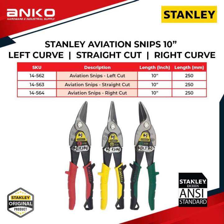 10” STANLEY AVIATION SNIPS ( LEFT CURVE | STRAIGHT CUT | RIGHT CURVE ...