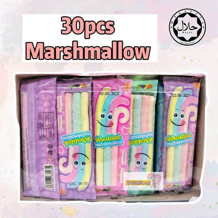 Hepin Shredded Marshmallow rainbow stick mallow candy 30pcs x12g | Lazada