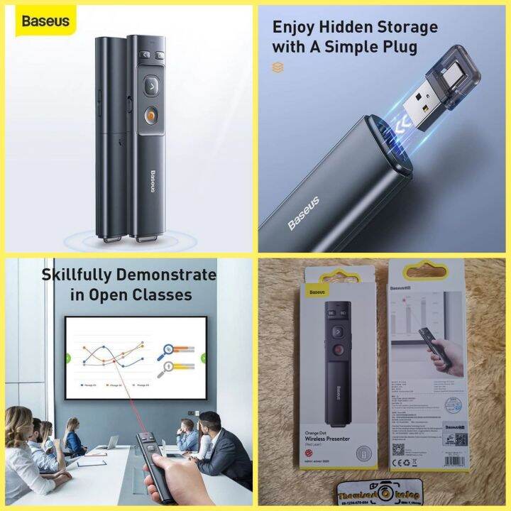 Baseus Laser Pointer Orange Dot Wireless Presenter Red Presentasi ACFYB ...