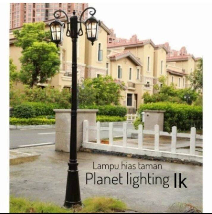 lampu tiang taman/lampu hias outdoor/lampu taman 2 cabang | Lazada ...