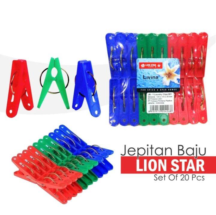 Jepitan Baju Jepit Jemuran Lion Star Livina Isi 20pcs | Lazada Indonesia