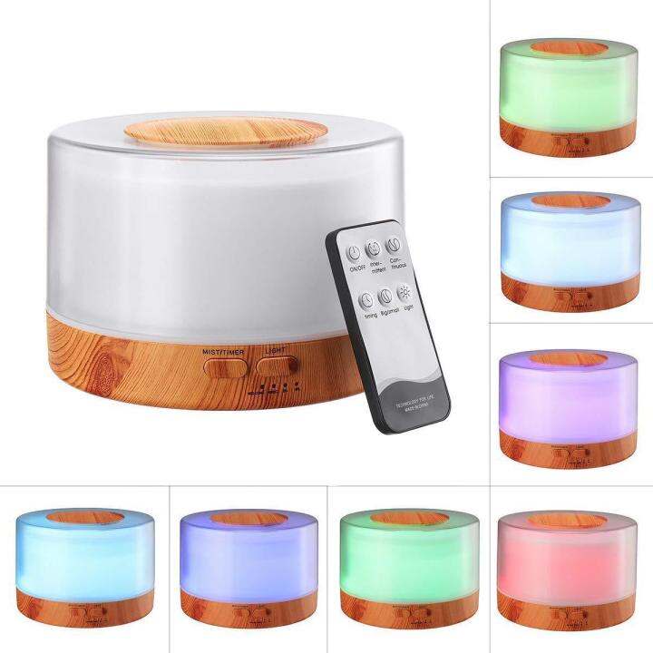 500ml 7LED Wood Grain Air Humidifier Ultrasonic Aroma Diffuser ...