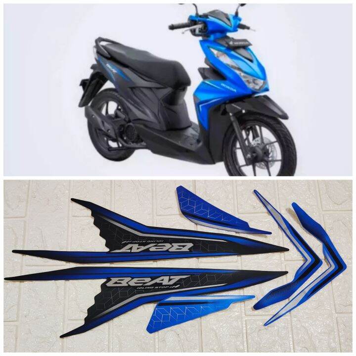 Stiker Lis motor Honda Beat cbs iss 2020 warna Electro biru | Lazada ...