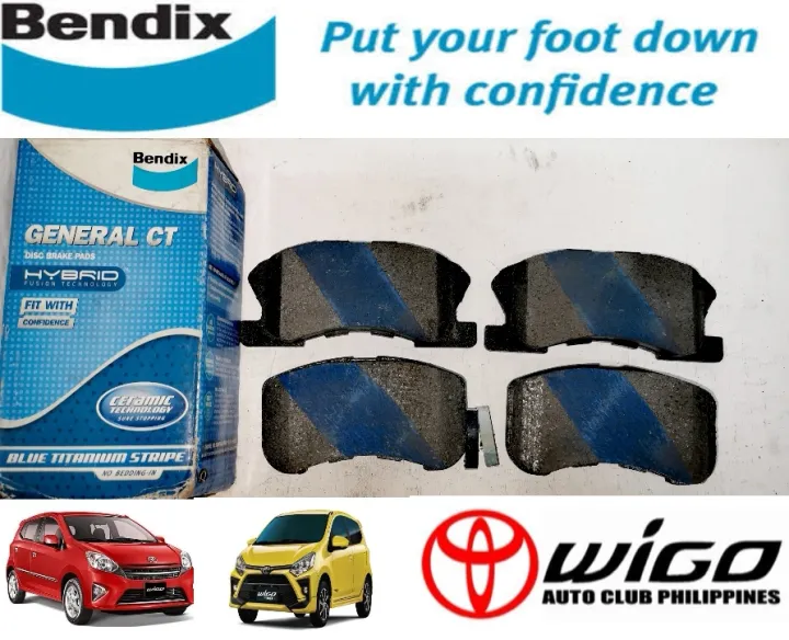BENDIX BRAKEPAD FOR TOYOTA WIGO MANUAL/AUTO FRONT 2014-2018 (DB1380 GCT ...