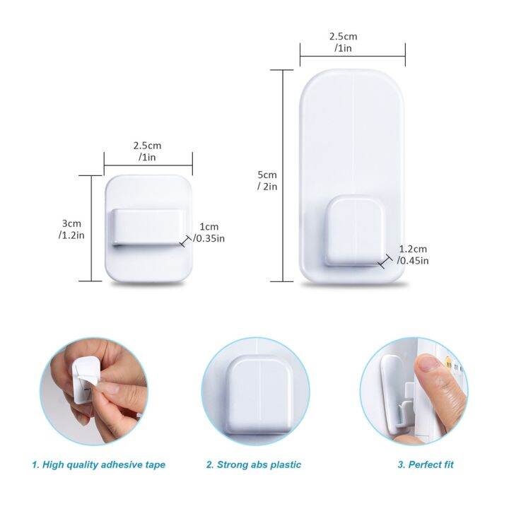 Black/White 3/4 pairs of 2-in-1 multi-function storage hooks remote ...