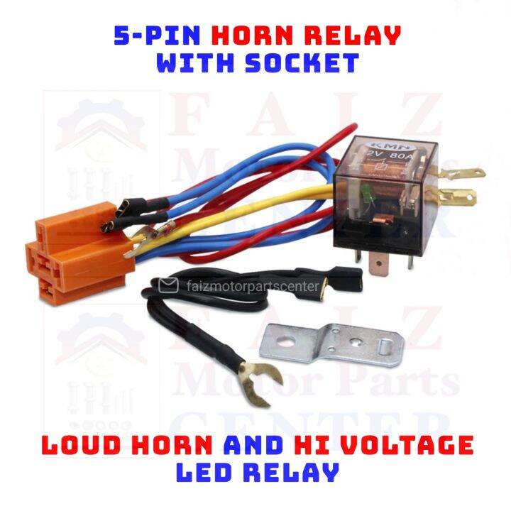 HORN RELAY 5-PIN WITH SOCKET (SET) LOUD HORN AND HI-VOLTAGE LED RELAY ...