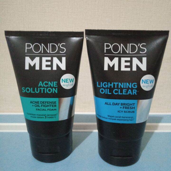 Pond's Men Lightning oil clear / Acne Solution 100gr Facial Foam ...