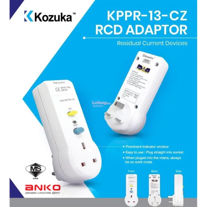 KOZUKA 13A PLUG IN ELCB PLUG SOCKET (SIRIM) | Lazada