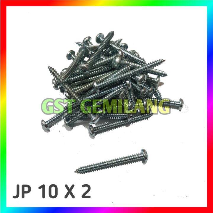 50 PCS SEKRUP JP 10 X 2 BAUT CACING KEPALA BULAT | Lazada Indonesia