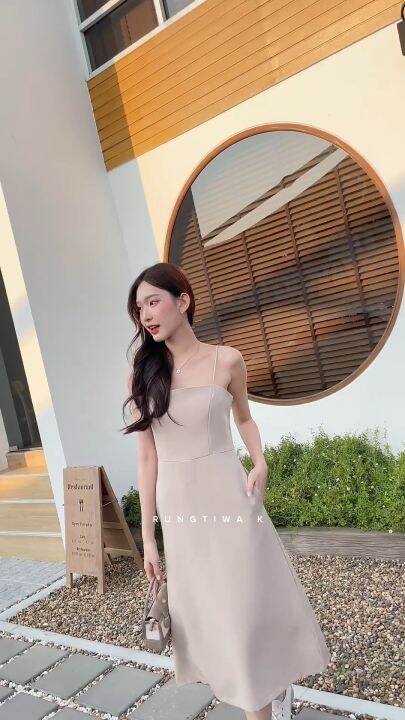 ‘Marindy Dress’ - เดรสสายเดี่ยว กระโปรงบาน เดรสสายเดี่ยวกระโปรงยาว ชุด ...