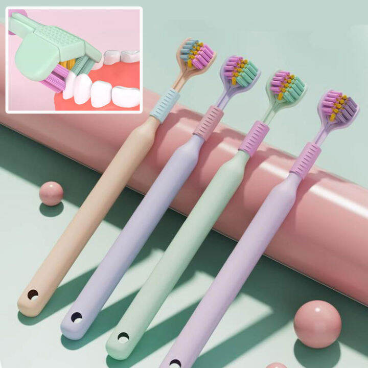 Dorisna Three Sided Toothbrush Ultra Fine Soft Bristle Adult Toothbrush Safety Teeth Brush Oral