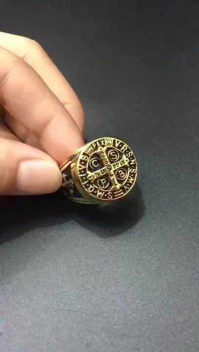 Pure Stainless Steel St. Benedictine Catholic Cross Ring Blessing and ...