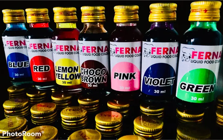 Ferna Liquid Food Color 30ml | Red | Pink | Blue | Lemon Yellow | Green ...