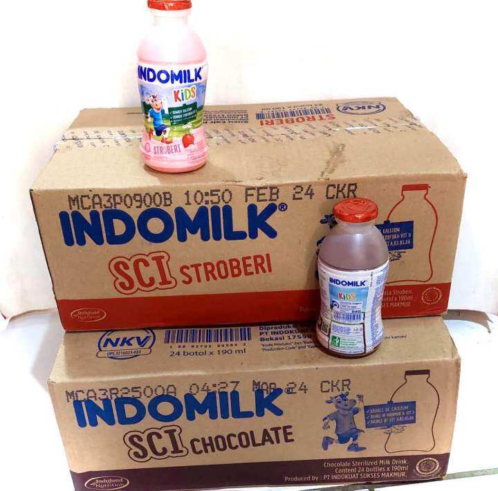 Indomilk Kids Botol rasa Stroberry dan Rasa Cokkelat ( 1 dz isi 24 pcs ...