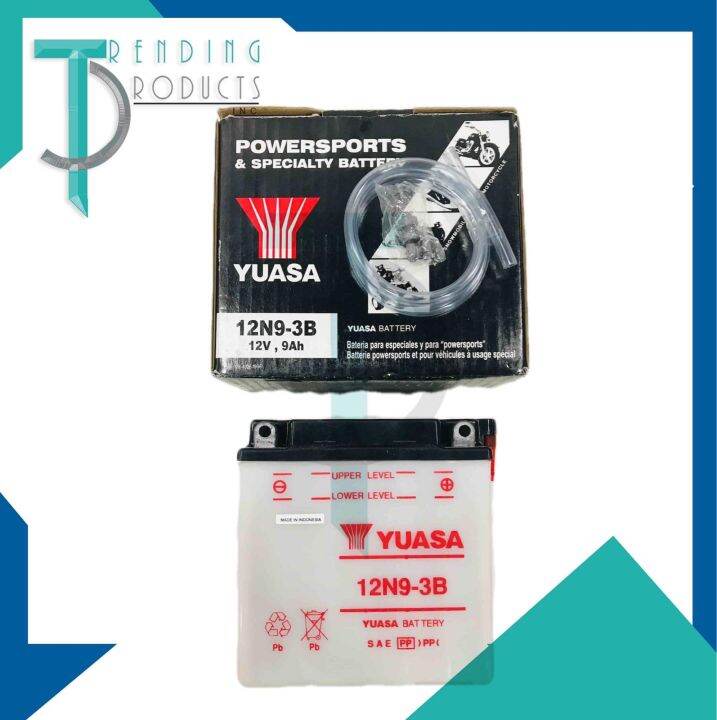 Yuasa Motorcycle Battery, Yuasa 12N9-3B, 12V Conventional Battery, Made ...
