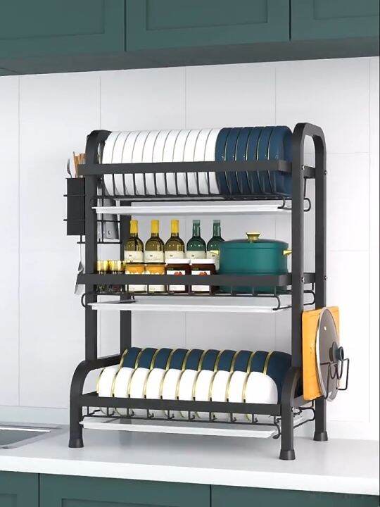 Rak Pinggan Mangkuk Stainless Steel Dish Rack With Utensil Holder And ...