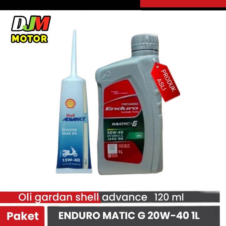 PAKET OLI ENDURO MATIC-G 20W-40 1L + OLI GEAR SHELL 120 ML, UNTUK SEMUA ...