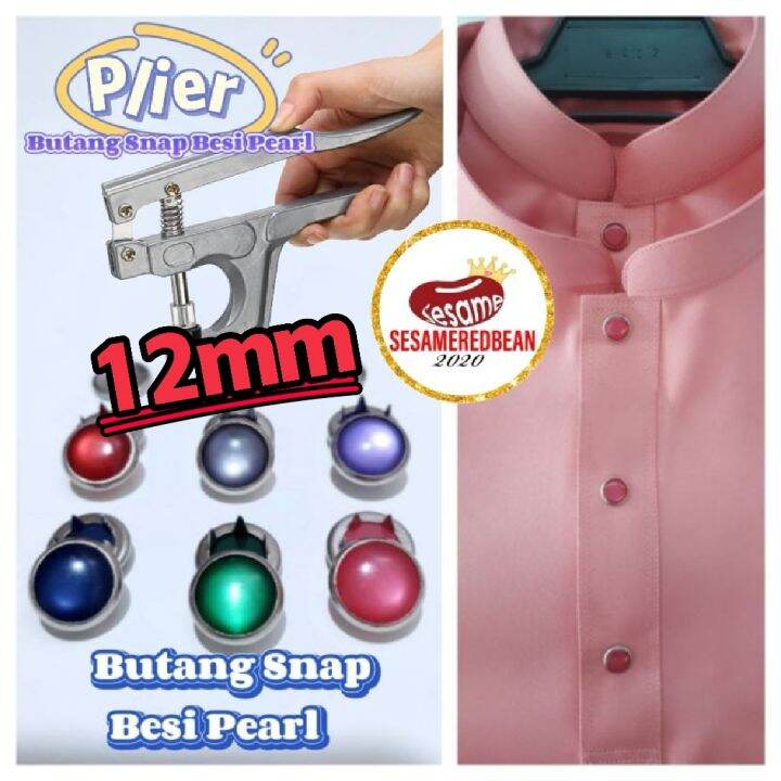 12mm Butang Snap Besi manik mutiara Metal Button Plier Pearl butang ...
