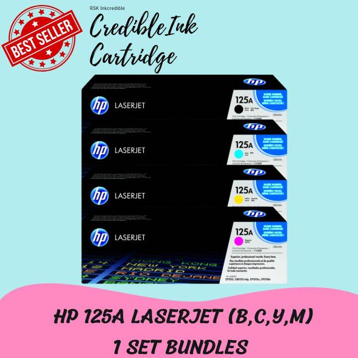 HP 125A (B,C,Y,M) 4 SET COLOR BUNDLE Original LaserJet Toner Cartridge ...