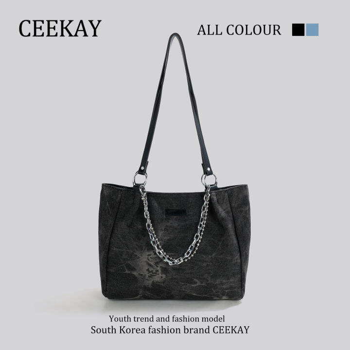 Ceekay กระเป๋าผู้หญิงใบใหญ่สะพายไหล่ดูแพงกระเป๋าโท้ทผ้ายีนส์จุได้เยอะแบบใหม่ยอดนิยมปี2023สำหรับ ...