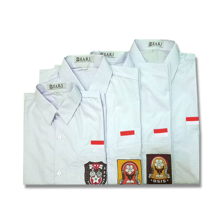 BAJU SERAGAM SEKOLAH SD SMP SMA LENGAN PENDEK DENGAN ATRIBUT BENDERA ...