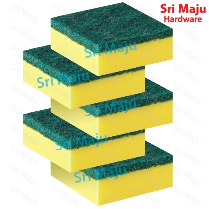 5 Pieces Tough Clean Scrub Sponge / Value Pack Heavy Duty Scouring ...