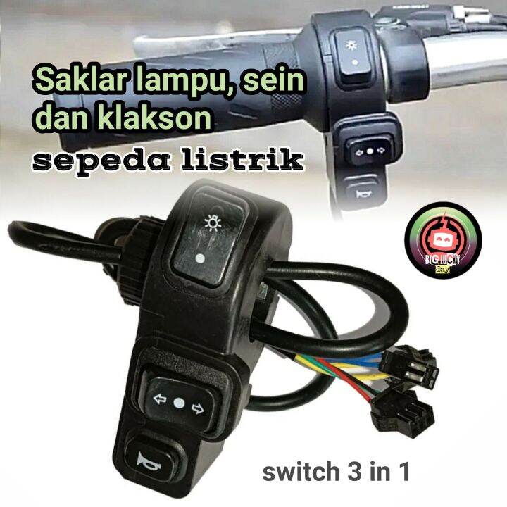 SAKLAR SEPEDA SEPEDA LISTRIK 3 IN 1 LAMPU UTAMA SEIN KLAKSON SWITCH ...