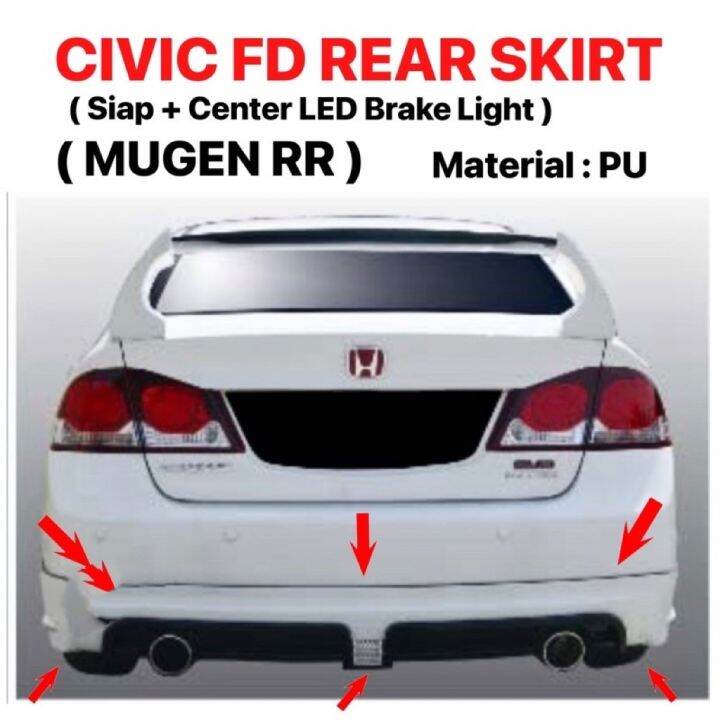 CIVIC FD MUGEN RR REAR SKIET + CENTER LED LIGHT ( Material : PU ) 4101 ...