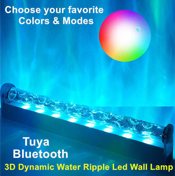 Angelila Bluetooth 3D Dynamic Water Ripple Led Wall Lamp Flame LED ...